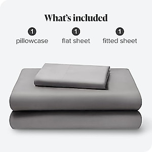 Bare Home Lyocell Tencel Sheet Set - Twin Size - 3 Piece Set - Derived from Eucalyptus - All-Season - Ultra Soft - Deep Pocket (Twin, Light Grey)