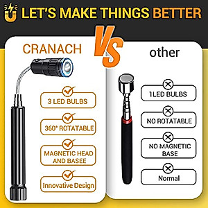 Fathers Day Gifts for Dad Men Husband from Daughter Son Wife, Magnetic Pickup Tool LED Telescoping Magnet Pick Up Flashlight Work Light Cool Gadgets Birthday for Him Who Have Everything Wants Nothing