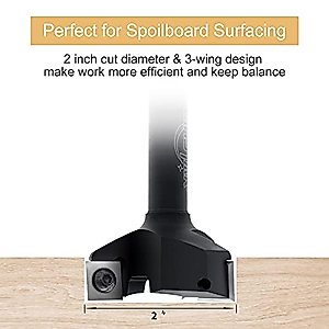 CNC Spoilboard Surfacing Router Bit, 1/2" Shank 2" Cutting Diameter, Insert Carbide Slab Flattening Router Bit Planing Bit Wood Planer Bit by BINSTAK
