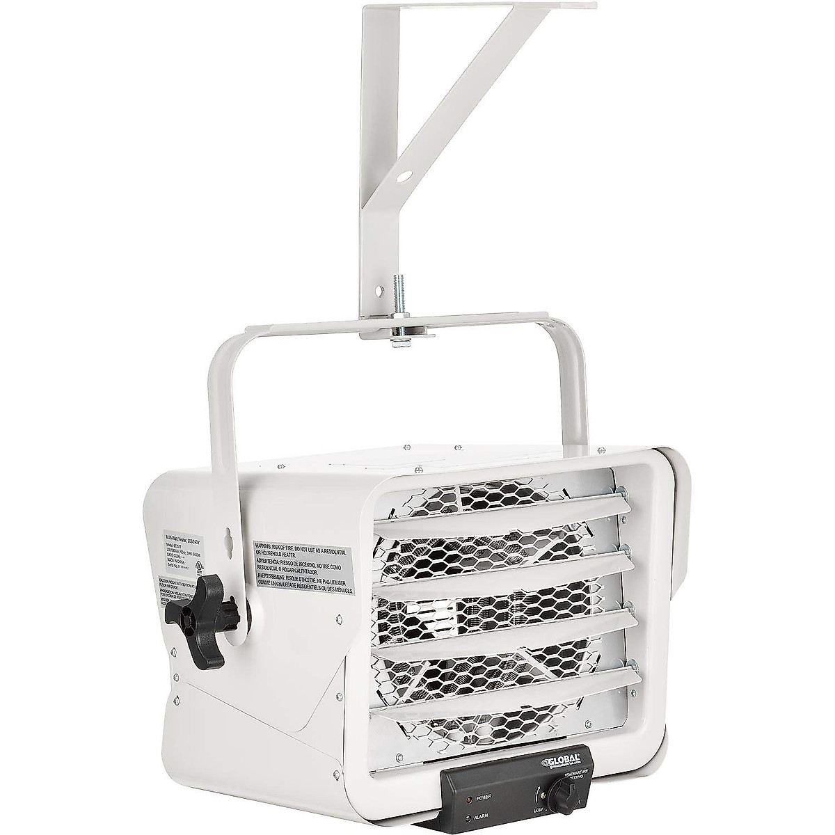 Global Industrial Electric Garage Unit Heater, 5000 Watt 240V-208V With Thermostat Gray, Wall Ceiling Mount