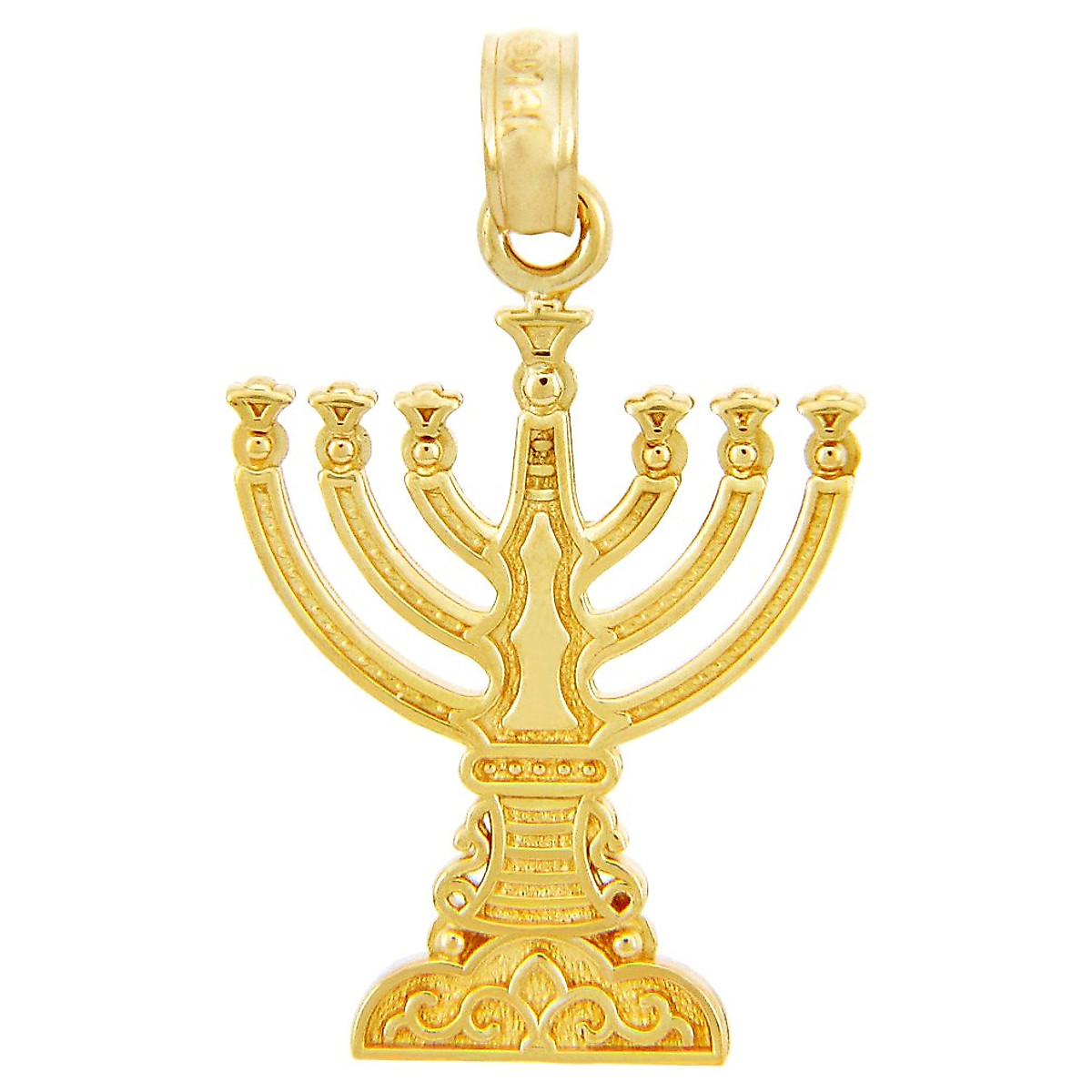 Jewish Gold Pendants - Menorah Yellow Gold Pendant (10K Gold)