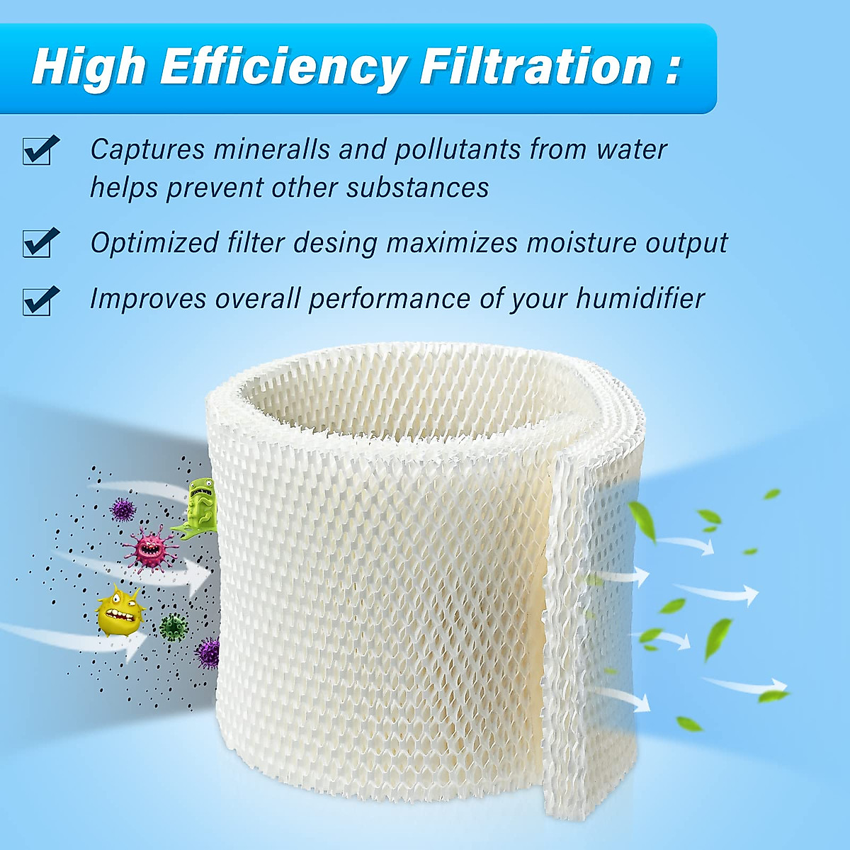 MAF1 Humidifier Wicking Filters for AIRCARE/MoistAIR/Kenmore/Essick Air, Fits Air-Care Emerson Moistair Humidifier Replacement Wicks MA1200 MA1201 MA0950 MA09500,14906 32-14906 42-14906 EF1-2 Pack
