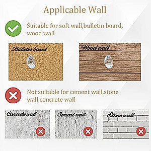 100Pcs Clear Push Pins for Cork Board, Decorative Thumb Tacks for Wall Hangings, Transparent Diamond Push Pin for Bulletin Board, Crystal Head Tacks for Posters, Office, Maps, Sofa, Office, Classroom