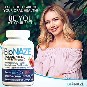 Bionaze Oral Probiotic K12 Dairy Free for Sinus Tonsil Stones Bad Breath Post Nasal Drip Throat Mouth Teeth - Improve Oral & Upper Respiratory Health with Clinically Proven BLIS K12 & BL-04 (2 Pack)