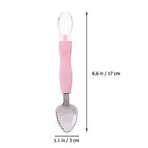 Zerodeko Silicone Baby Spoon, Baby Self Feeding Spoon with Fruit Scraper, First Feeder Spoon Safety Food Spoon for Infant, Toddler, Kids, Gifts for Babies, Parents (Pink)