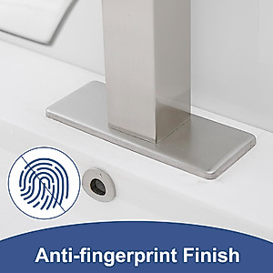 BWE Stainless Steel Plate Faucet Cover Escutcheon 6.1 Inch for 1 or 3 Hole Bathroom Sink Faucet Brushed Nickel Deck Plate Rectangular Vanity Basin Sink Hole Cover Cap Modern