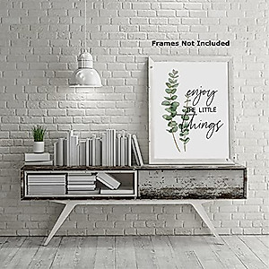 Fit Design Green Leaves Plant Wall Art Decor Canvas Painting Set of 4,Inspirational Motivational Quote Wall Posters for Home Office,Botanical Wall Art Prints Wall Decor (Unframed,8x10 inch)