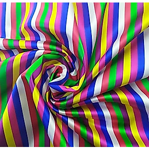 Saekdong Multi-Color Striped Fabric by The Yard for Korean Hanbok Sewing DIY Crafting Fashion Design, Blue, White, Red, Green, Purple, Yellow, Pink, (35 x 35 inches)