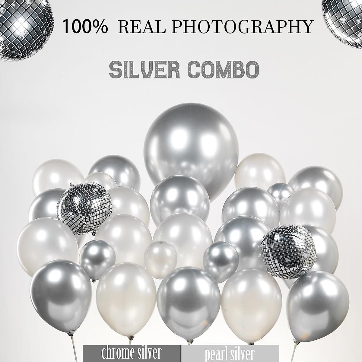 yeewaka silver disco party balloon garland arch kit 140cs with disco ball star mylar balloon for disco theme Birthday party graduation prom decorations