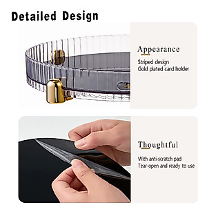 WOWOHA Lazy Susan Cabinet Organizer for Countertop, Spice Rack, Kitchen, Bathroom, Makeup,360 Degree Rotating Turntable Organizer (Gray-Transparent)