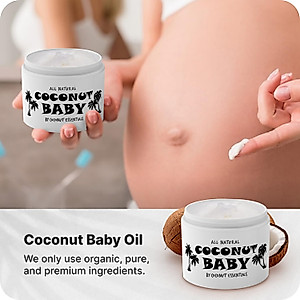 Coconut Baby Oil - Natural & Organic Moisturizer, Hair Oil for Cradle Cap Treatment, Newborn Sensitive Skin, Eczema & Psoriasis Relief, Unscented, Sunflower & GrapeSeed Oil 4 floz | Coconut Essentials