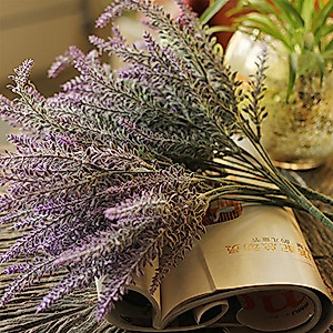 Grunyia 6 Bundles Artificial Flowers Lavender Bouquet in Purple Artificial Plant Arrangement Lifelike Natural Fake Plant to Brighten Up Your Home Decor Party Wedding Garden Office Patio Decoration