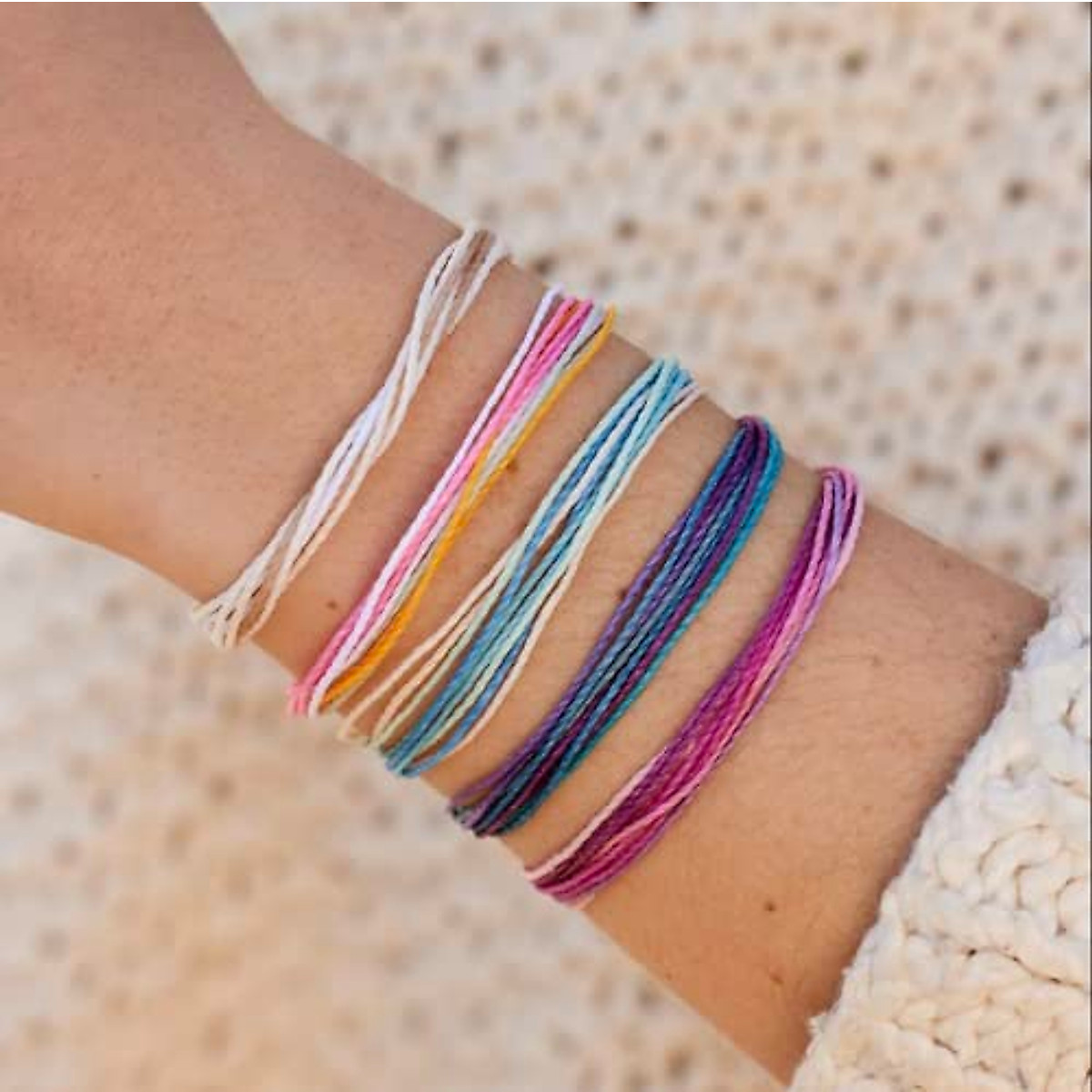 Pura Vida Bracelets Pack Spring Daze Friendship Bracelet Pack - Set of 5 Stackable Bracelets for Women, Cute Bracelets for Teen Girls, Beach Bracelet & Accessories for Teens - 5 String Bracelets