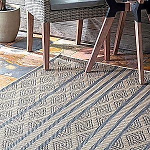 nuLOOM Charter Banded Trellis Indoor/Outdoor Area Rug, 5' x 8', Light Grey