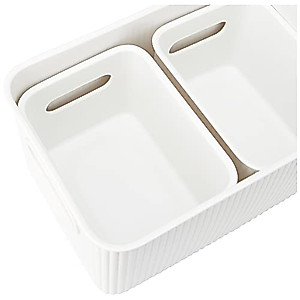 Tatay 7010901 Multipurpose Organizer Basket Set with Lid, 3X White, Medium