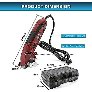 Mini Circular Saw Set, King Showden 400W High Powered Professional Compact Circular Saw Machine with 3 Blades and Tool Box Multifunction Circular Saw for Cut Drywall, Tile, Metal, Wood