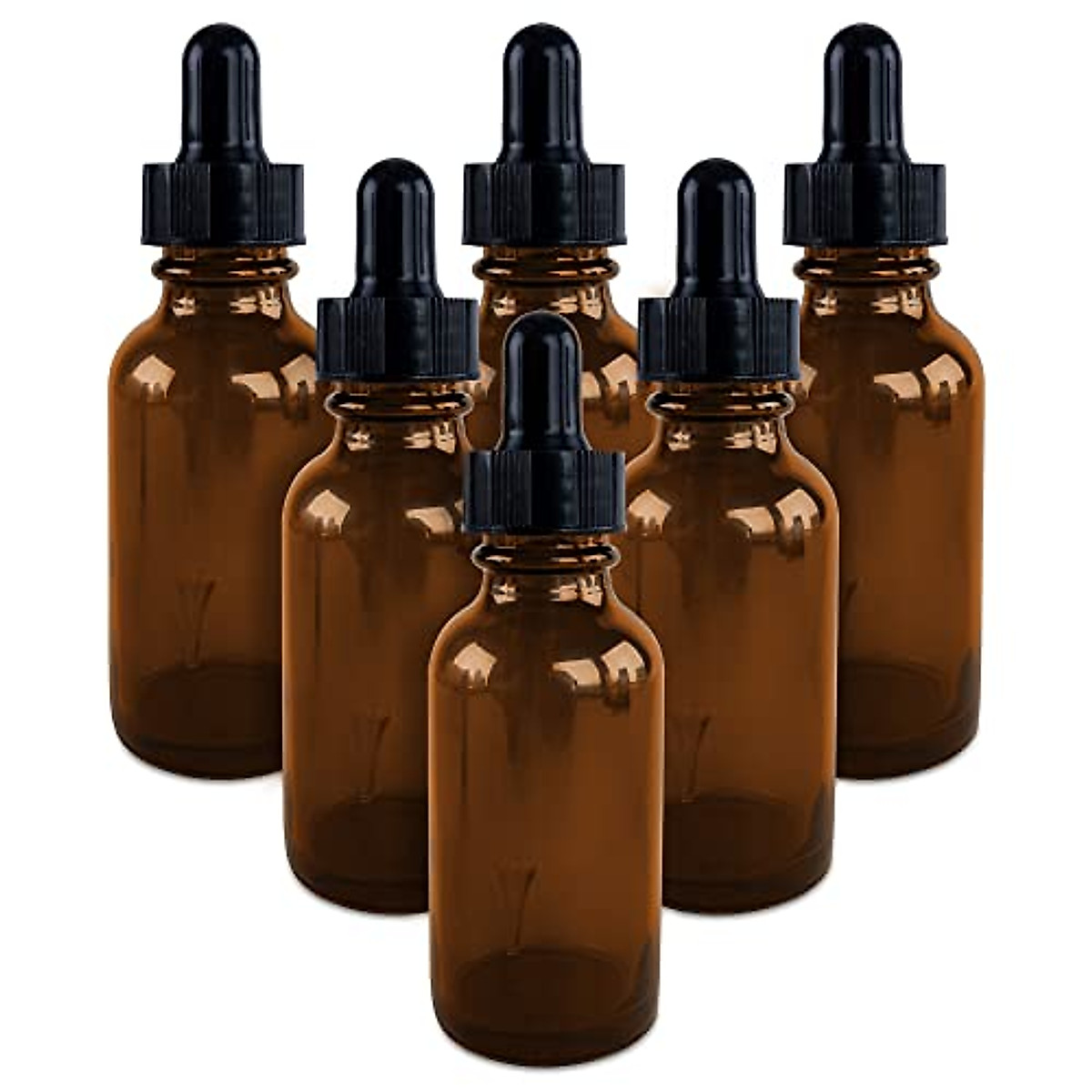 Super Z Outlet 1oz Glass Bottles with Glass Eye Dropper Dispenser for Essential Oils, Kitchen Tools, Chemistry Lab Chemicals, Colognes & Perfumes (6 Pack)(Amber)