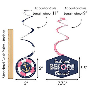 Big Dot of Happiness Last Sail Before the Veil - Nautical Bachelorette and Bridal Shower Hanging Decor - Party Decoration Swirls - Set of 40