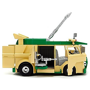 Party Wagon Green and Beige and Donatello Diecast Figure TMNT Hollywood Rides Series Diecast Model by Jada 34529