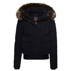 Superdry Womens Everest Bomber Jacket, Zip And Popper Fastening Black Size 12
