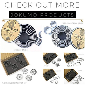 JOKUMO 11 Piece Round Linzer Cookie Cutter Set – High Grade 430 Stainless Steel - with Storage Tin