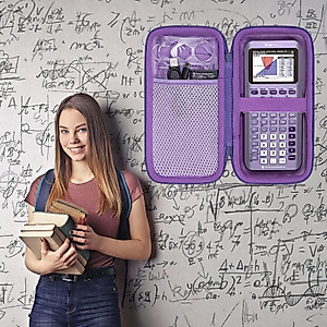 co2CREA x Texas Instruments for TI-84 Graphing Calculator Hard Case, Carrying Case for TI-84 Plus/TI-Nspire CX II CAS/TI-Nspire CX II/TI-83 Plus/TI-89 Titanium/TI-85/TI-86 Calculator, Purple