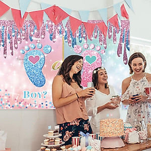 Gender Reveal Backdrop Boy or Girl - Gender Reveal Decorations Party Supplies 70.8 x 47.2 Inch Gender Reveal Background Backdrop Blue Pink Gender Party Reveal Banner What Will Baby Be Banner