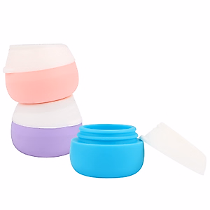 Silicone Travel Containers,3 Pack 20ml Silicone Cream Jars Makeup Sample Containers with Lids Portable Leakproof Jars For Cream Lotion Shampoo