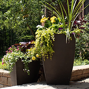 Tusco Products MSQT19BK Modern Square Garden Planter, 19-Inches Tall, Black