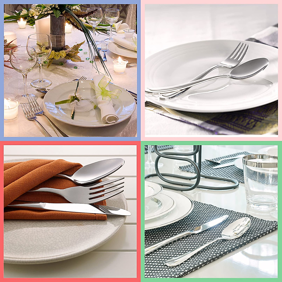 24Pcs Forks and Spoons Silverware Set,Tableware Spoons and Forks Set,Food Grade Stainless Steel Flatware Cutlery Set,Fork and Spoon Set for Home Kitchen Restaurant,Dishwasher Safe,Mirror Polished