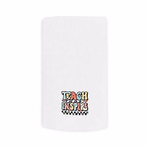 kunlisa Teacher Appreciation Gifts,Groovy Teach Love Inspire Teacher Kitchen Towels and Dishcloths 16×24 Inch,Teacher Hand Dish Tea Towel for Kitchen Decor,Thank You Gifts for Teachers