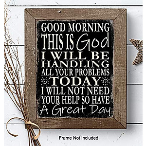 God Wall Decor Picture - Faith Wall Decor - Religious Gifts for Men, Women - Catholic Gifts for Men - Funny Christian Wall Art - Church Decorations - Grateful Wall Art - Inspirational Wall Decor Sign