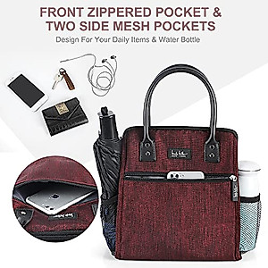 Nicole Miller Insulated Lunch Bag Tote Thermal Soft Side Wide-Open Cooler Ice Bag Lunch Box for Food with Drink Bottle Holder for Women, Men, Picnic, Boating, Beach, Fishing & Work