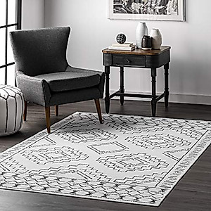 nuLOOM Noa Machine Washable Tribal Moroccan Accent Rug, 3x5, White
