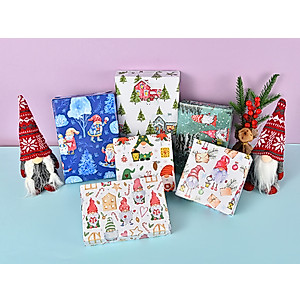 Titiweet Gnome Christmas Wrapping Paper - Christmas Wrapping Paper Clearance, 12 Sheets Cute Christmas Gonme Wrapping Paper for Men Women Boys Girls, 20 x 28 Inches Per Sheet