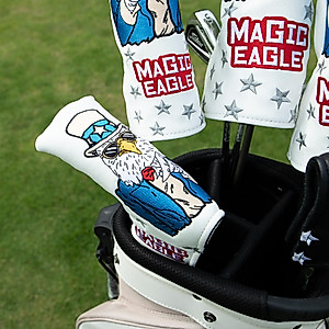Golf Blade Putter Cover, USA Style Magic Eagle Elegant Embroidery Premium Leather Golf Blade Putter Headcover Putter Head Covers for Titleist Scotty Cameron Ping Taylormade Odyssey