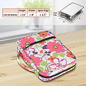 Bible Covers Case,Carrying Book Case with Handle and Zippered Pocket,Church Bible Bag Protective,Bible Book Covers for Women,Beautiful Bible case for Girls,Study Bible Holder (Pink Flowers)