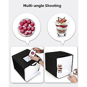 Glendan Mini Photo Studio Light Box, 14" x 10" Photo Shooting Tent kit, Portable Foldable Light Box Photography with 112pcs LED Light, 6 Color PVC Backgrounds, 4 Reflection Boards for Small Items