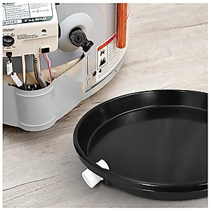 Everflow PWHP28 Plastic Water Heater Drain Pan with 1 in. - 1-1/2 in. PVC Fitting, 28 in. Diameter Black