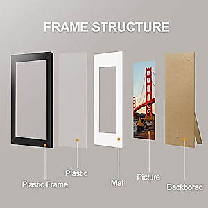 Rysent 8x10 Picture Frame, Display 5x7 with Mat or 8x10 Without Mat, Black Photo Frames for Wall Mounting or Table Top Display