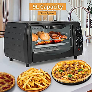 Simple Deluxe Countertop Toaster, Oven & Pizza Maker, Toaster Oven, Exquisite 4-Slice Capacity, 9 L, Black/Matte Stainless (HIOVEN9L15X11B)