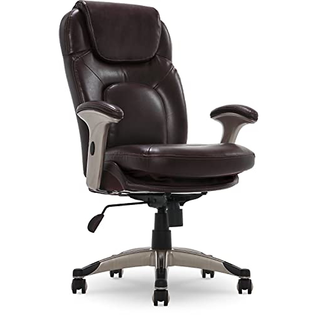 Serta Ergonomic Executive Office Chair Motion Technology Adjustable Mid Back Design with Lumbar Support, Brown Bonded Leather