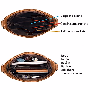 YALUXE Shoulder Bag Genuine Leather Tote Handbag Crossbody Bags for Women