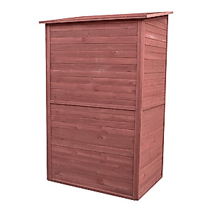 Leisure Season DSS8721 Deep Storage Shed with Drop Table - Brown - Tall Outdoor Wooden Box Lockers for Lawn, Garden, Backyard, Porch - 2 Interior Shelves for Supplies, Tools - Weatherproof Organizer