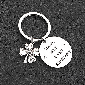 De&ai Positive jewelry Positive keychain women Inspirational gift Motivational gift for siser Inspirational keychain Inspirational keyring Motivational keyring a bit smart assy keychain