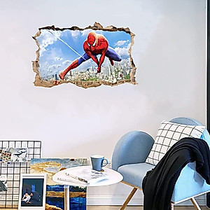 LSXYJ Spiderman Wall Stickers for Bedroom, Spiderman Poster Boys Kids Room Decor, Decorations for Bedroom Wall Decor, Spiderman Stickers Playroom Wall Decor