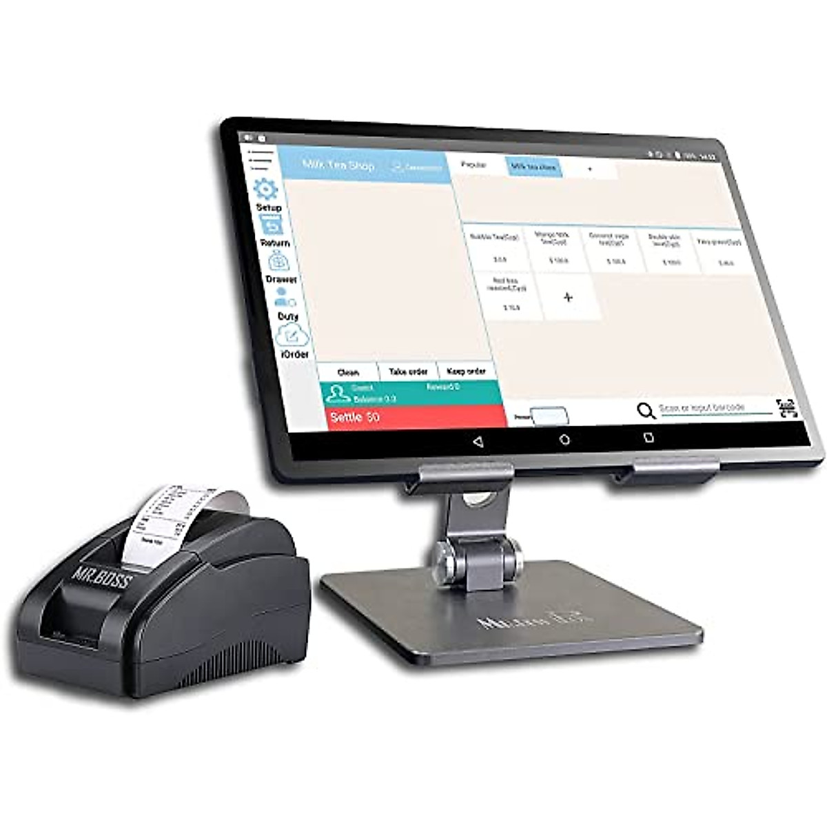 MRBOSS Mobile Tablet POS Cash Register 2" Receipt Printer Software app for Small Business Restaurant Retail Grocery Convenience Mobile Food Truck Dining Bubble Tea Coffee Shop Beverage Bakery