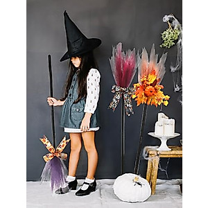 2pcs Halloween Witch Broom, Plastic Broom Witch Broomstick, Halloween Witch Decoration Props, Flying Broomstick for Halloween Costume Party Supplies (B)