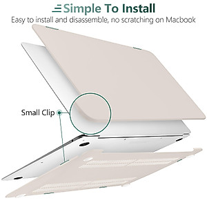 DONGKE Compatible with MacBook Air 13 inch Case 2021 2020 2019 2018 Release Model: M1 A2337 A2179 A1932, Matte Hard Case Cover for MacBook Air 13 inch with Retina Display Fits Touch ID - Stone