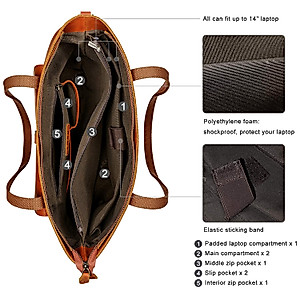 S-ZONE Women Genuine Leather Tote Bag Shoulder Handbag Bundle with Crossbody Bucket Purse